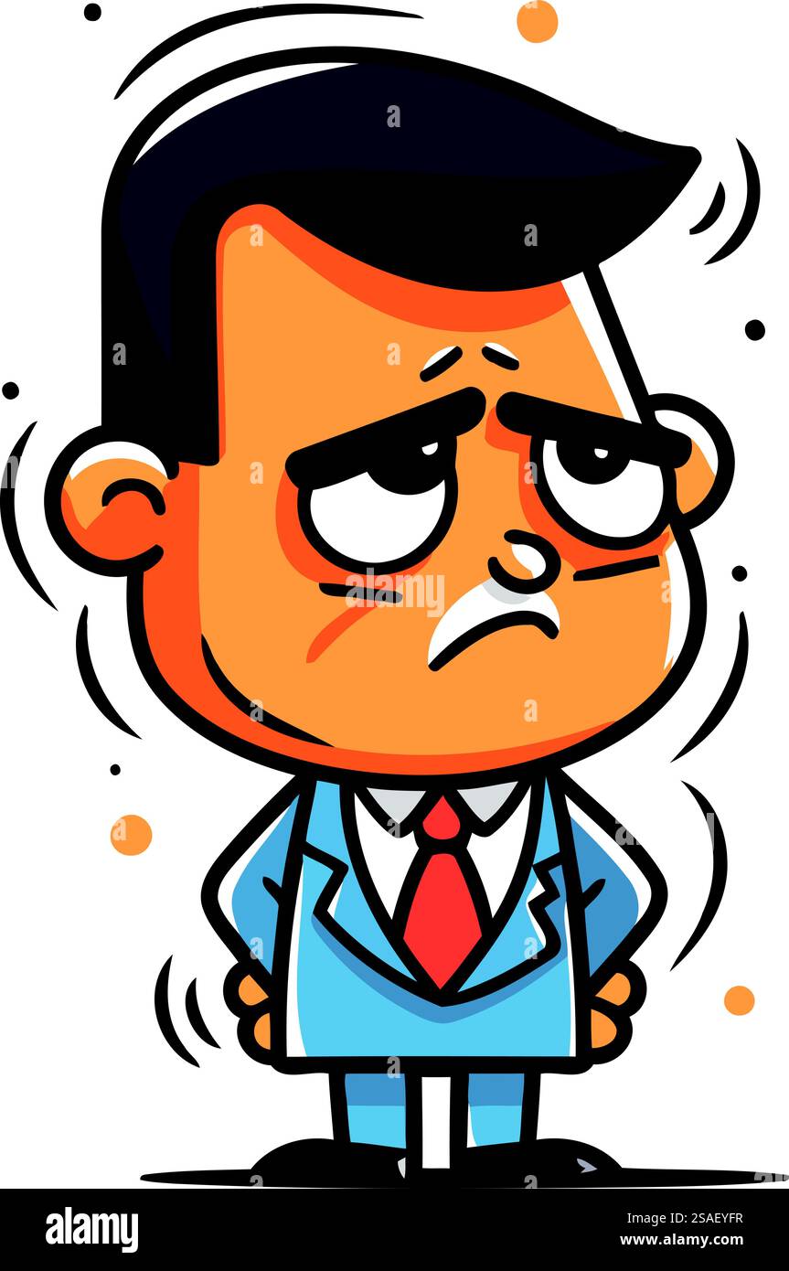 Angry businessman cartoon character. Vector illustration in a flat ...