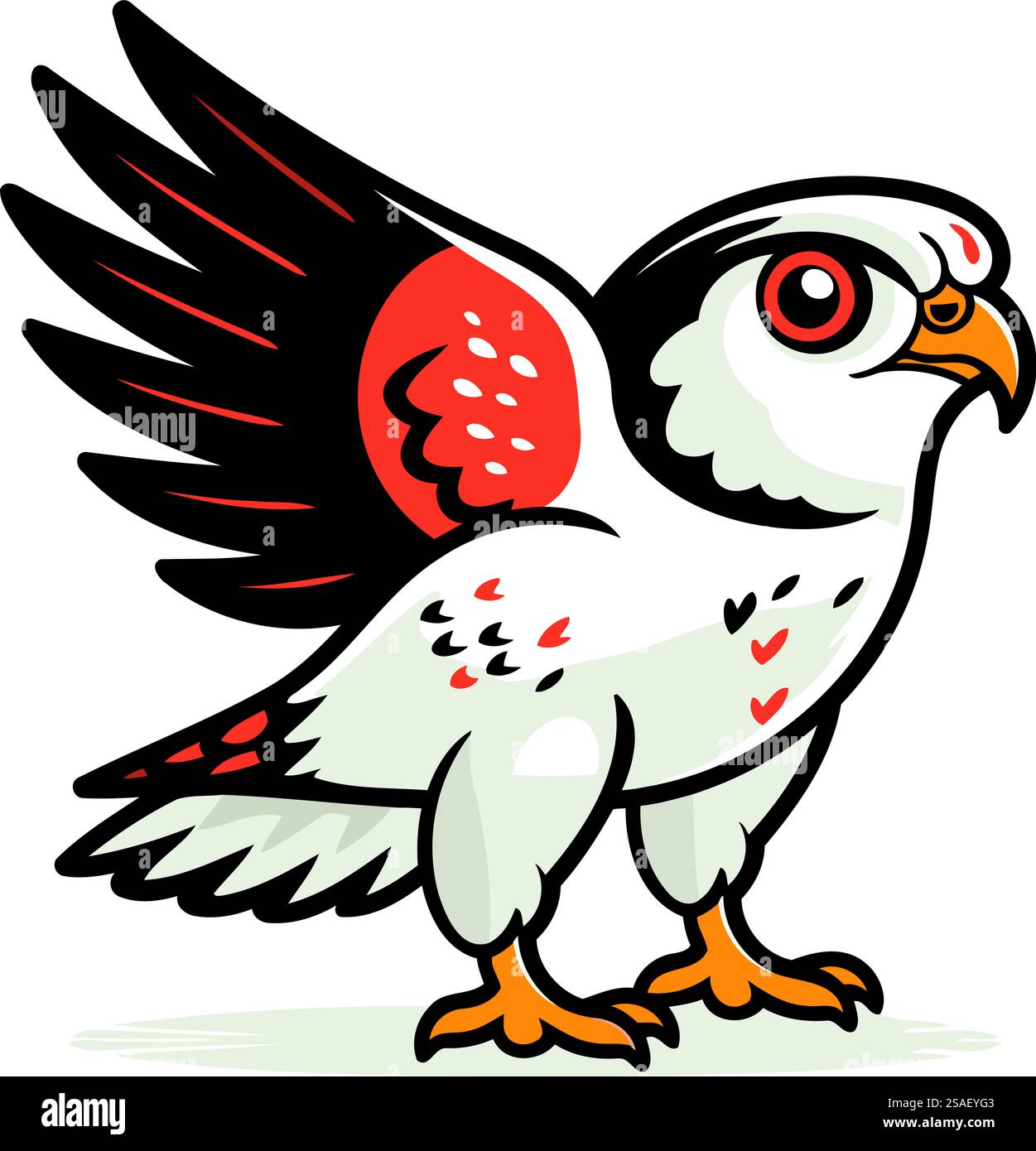 Vector illustration of a red necked falcon on white background Stock ...