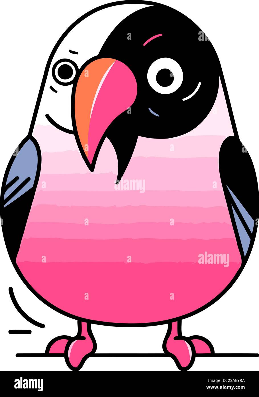 Cute little black and white parrot. Cartoon vector illustration Stock ...