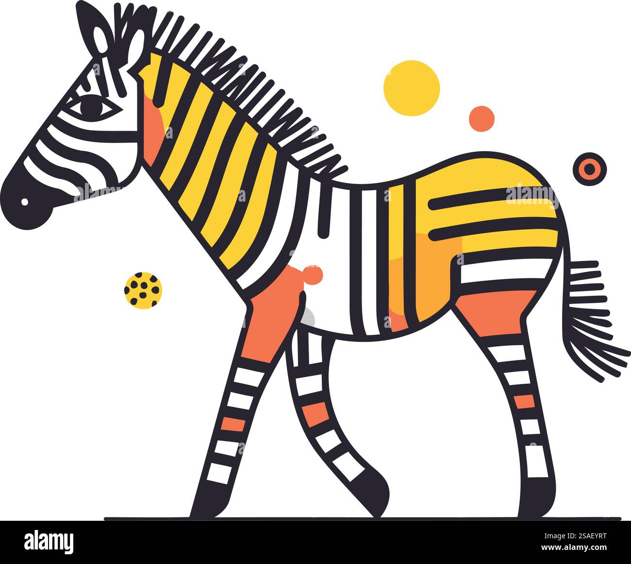 Zebra vector illustration. Zebra animal flat line art design Stock ...