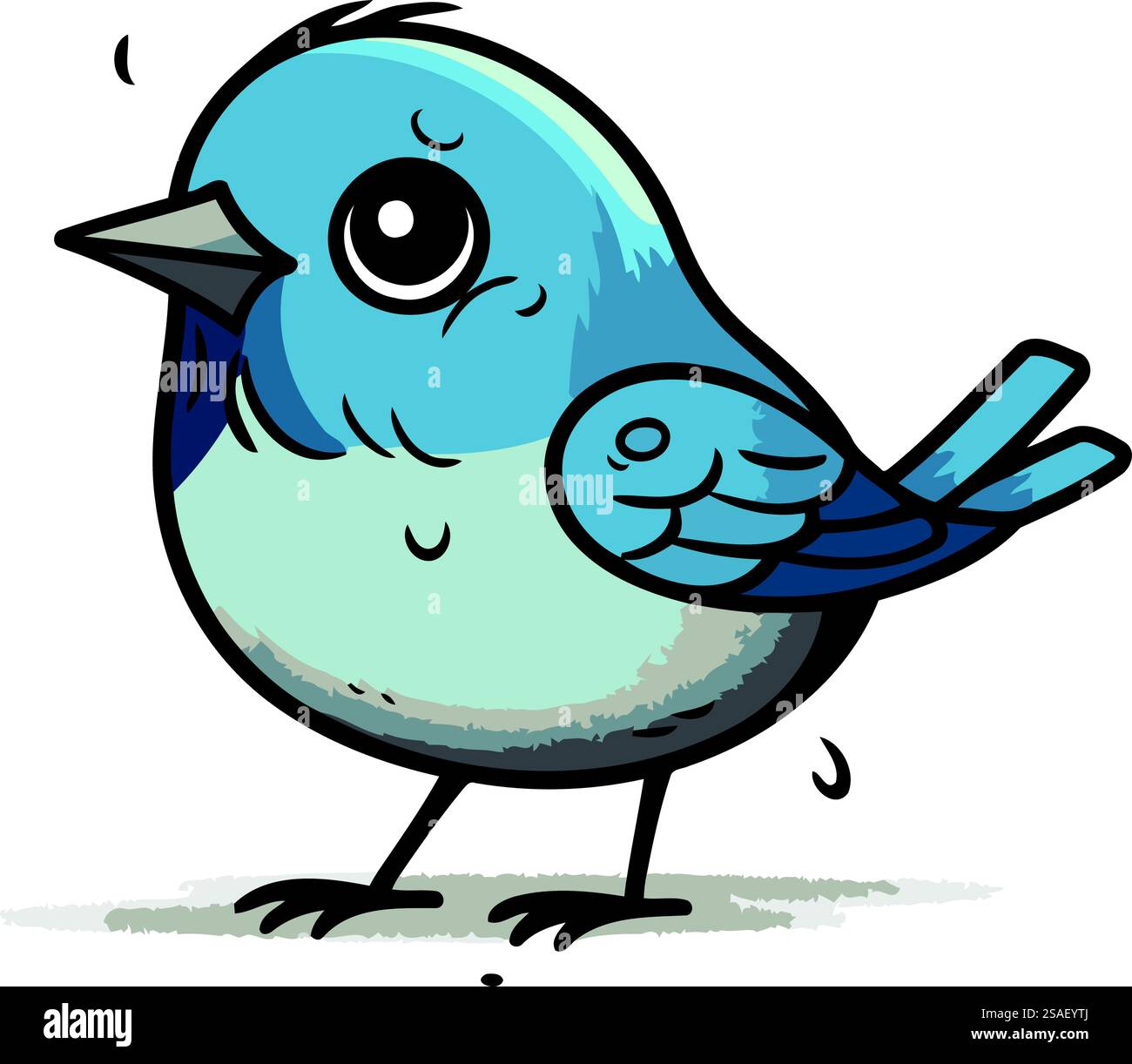 Illustration of a cute cartoon blue bird on a white background Stock ...