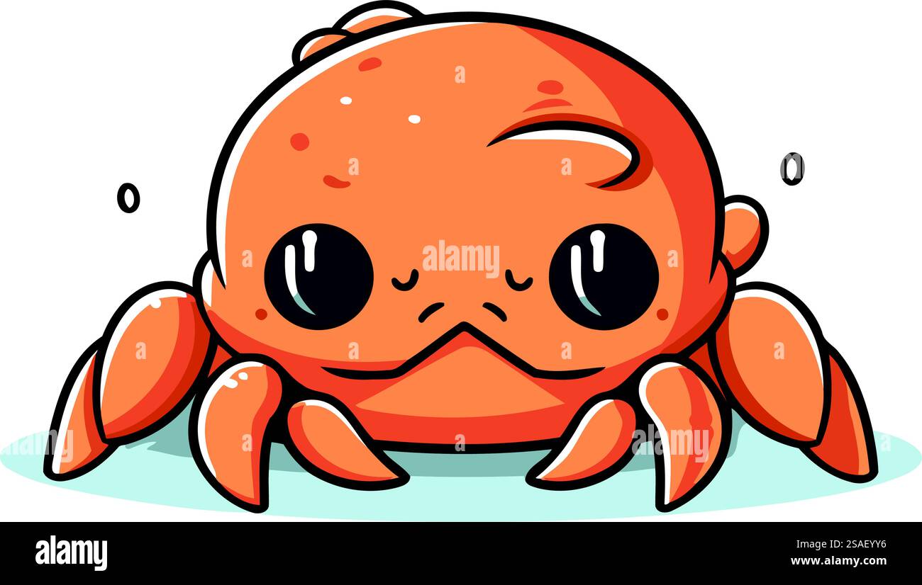 Cute cartoon crab character. Vector illustration isolated on white ...