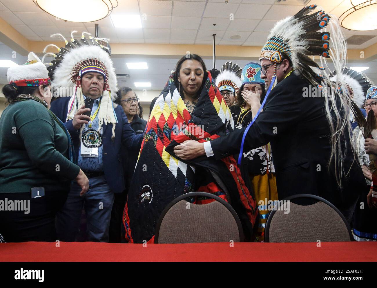 Winnipeg, Canada. 29th Jan, 2025. Kyra Wilson takes part in a ceremony ...