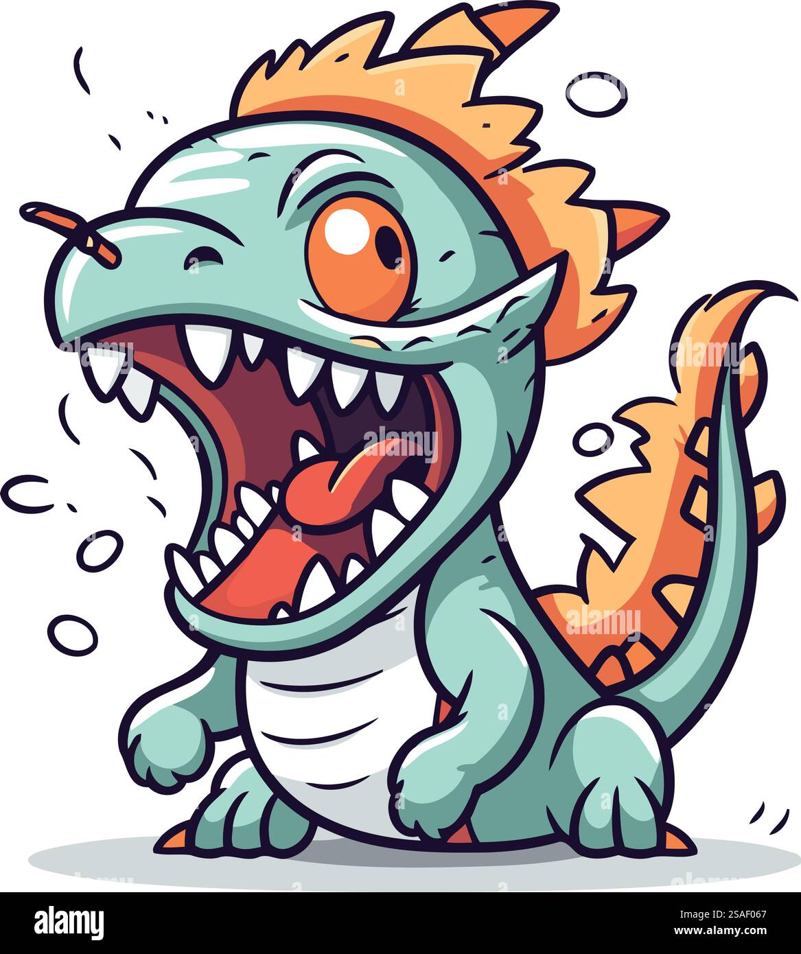 Funny cartoon dragon. Vector illustration. Isolated on white background ...