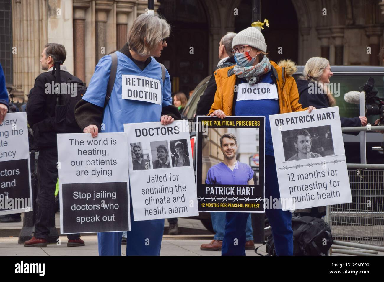 London, UK. 29th January 2025. Protesters gather outside the Royal ...