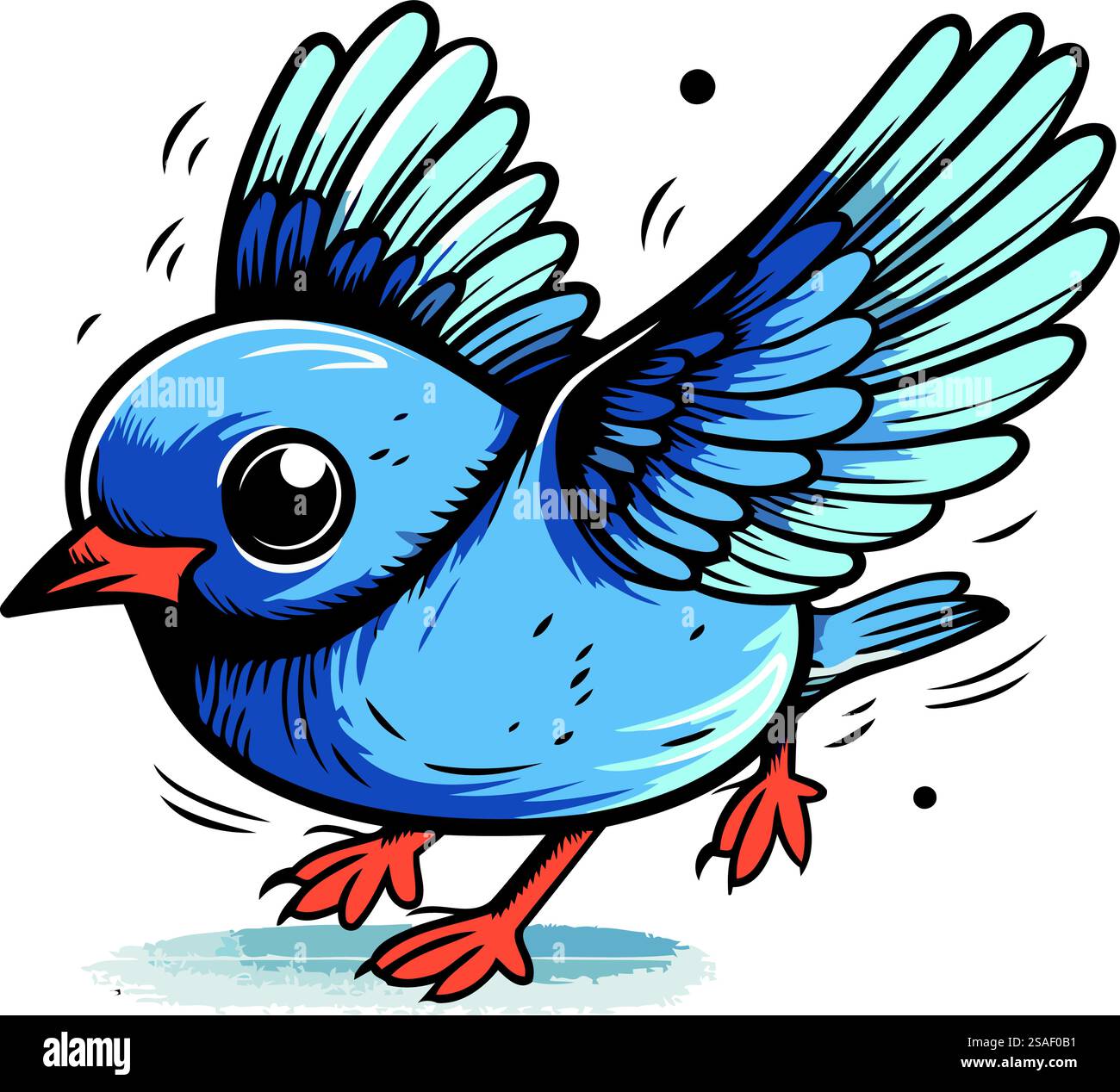 Hand drawn vector illustration of blue bird. Isolated on white ...