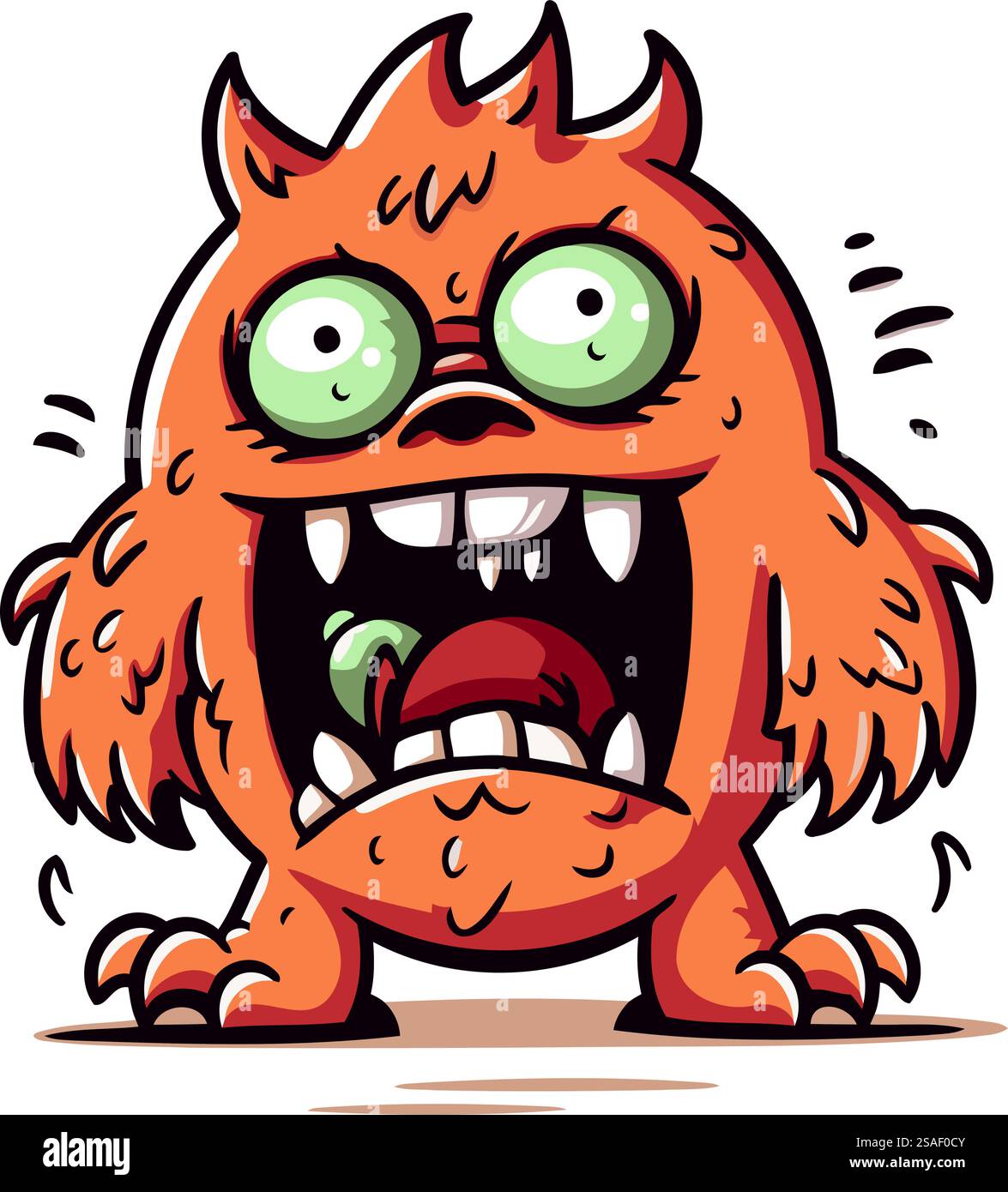 Angry cartoon monster. Vector illustration. Isolated on white ...