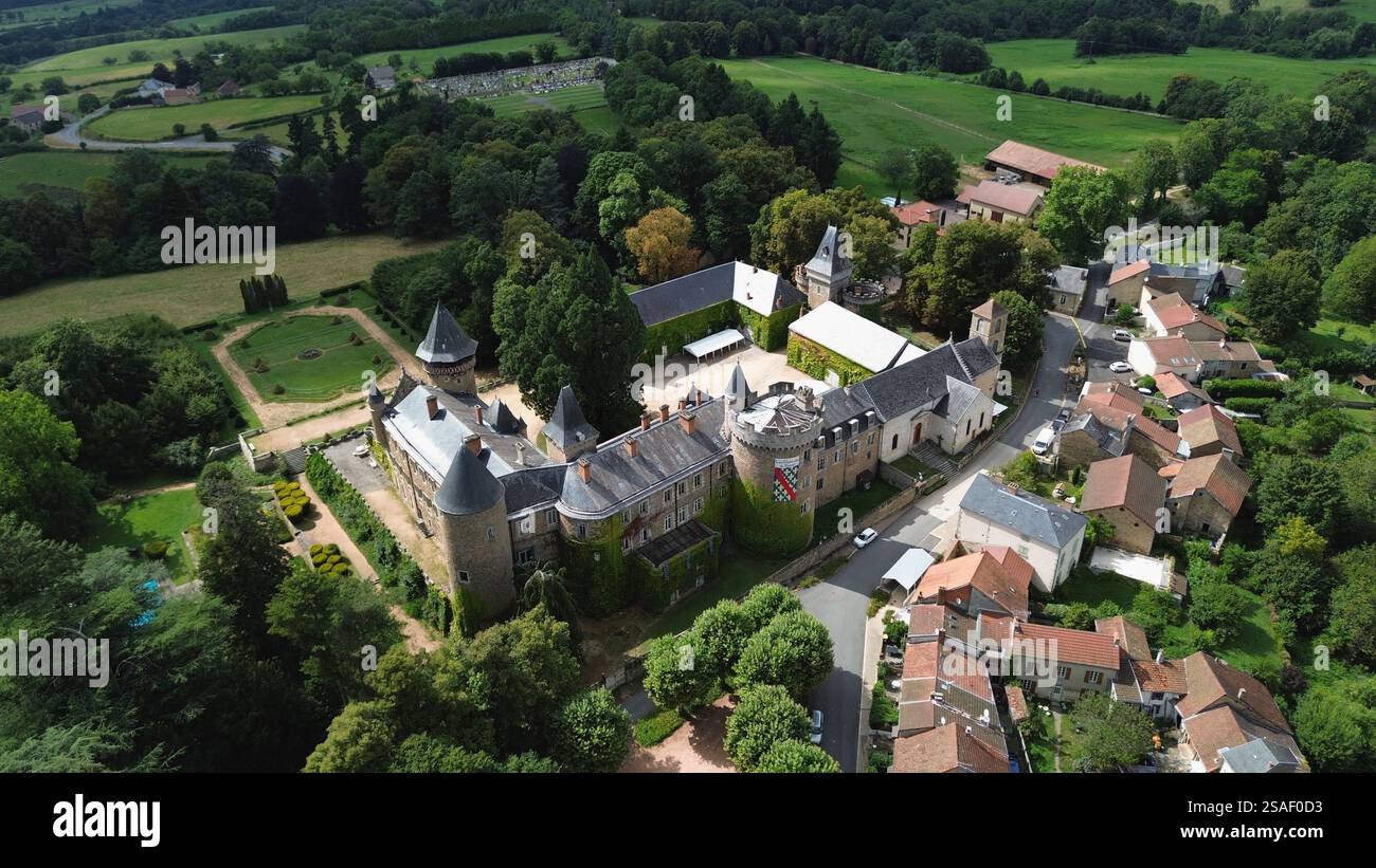 drone photo Busset castle france europe Stock Photo - Alamy