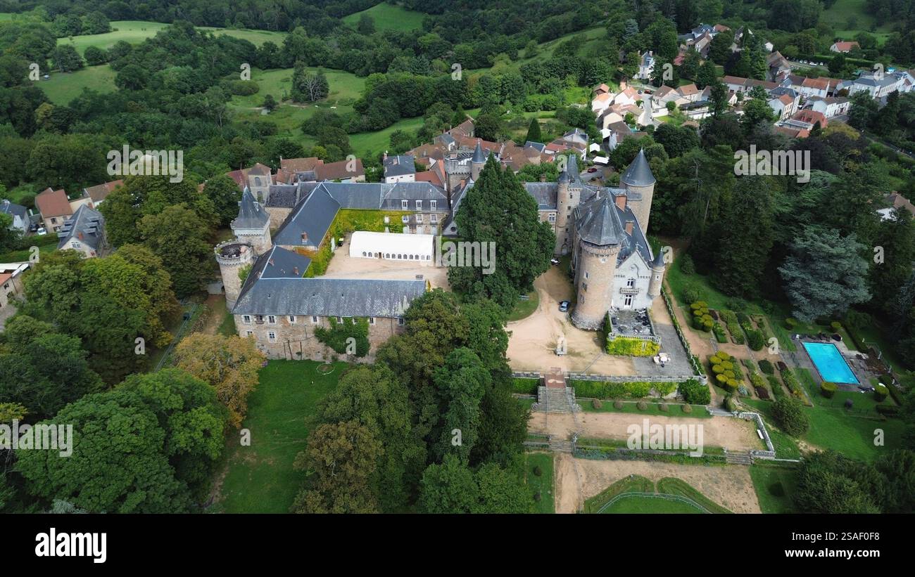 drone photo Busset castle france europe Stock Photo - Alamy