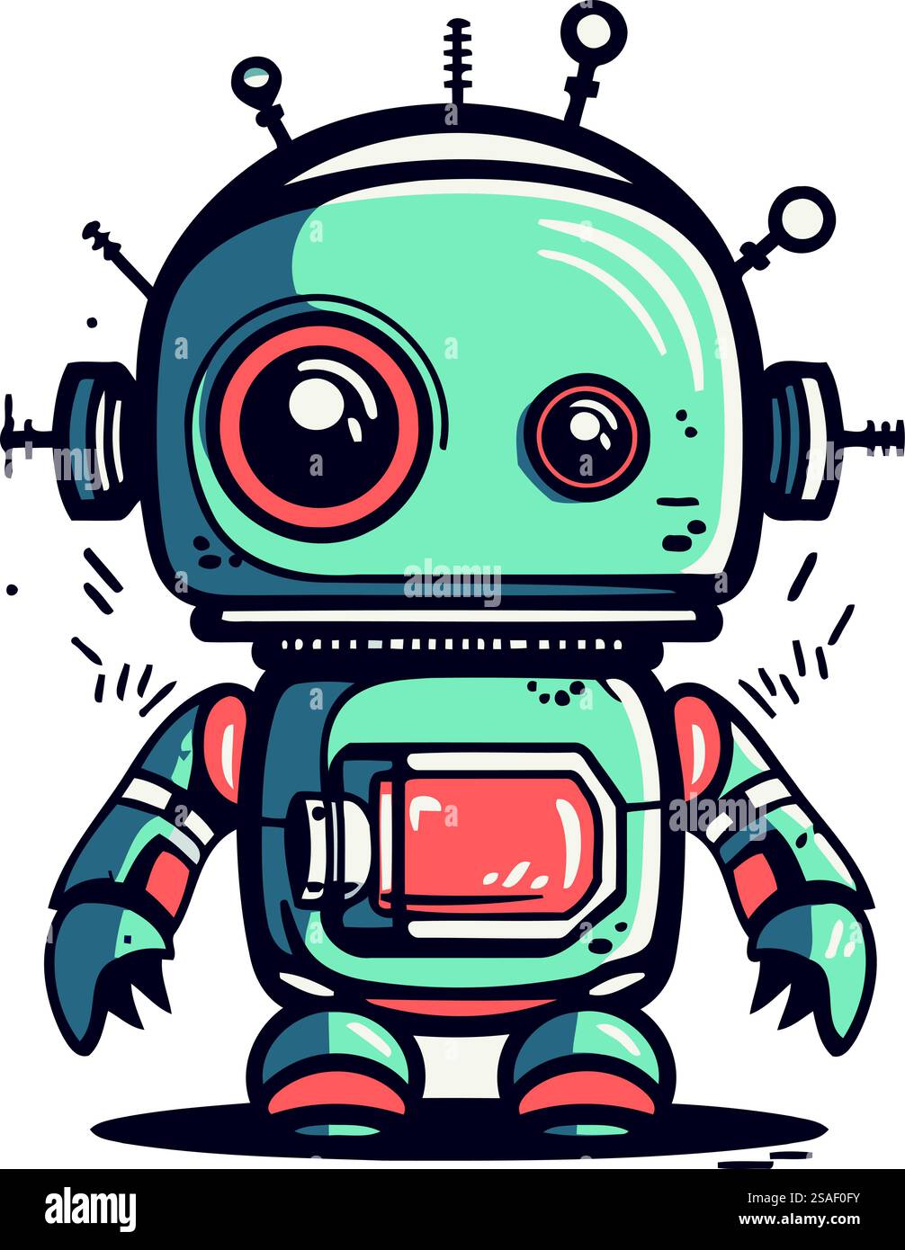 Cute cartoon robot. Vector illustration of a funny little robot Stock ...