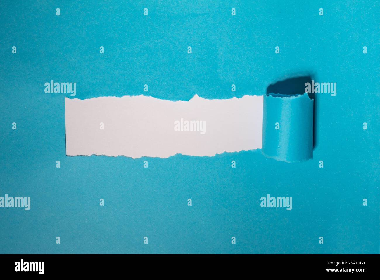 Blue torn paper. Burst hole background. Minimal abstract colorful ...