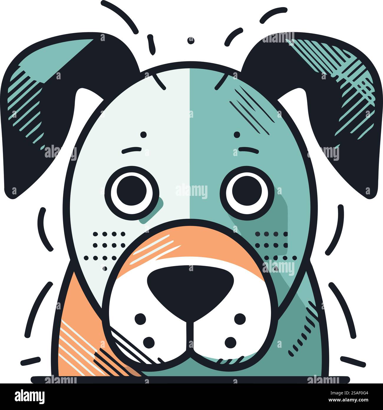 Cute dog head vector illustration in flat style. Cute cartoon dog head ...