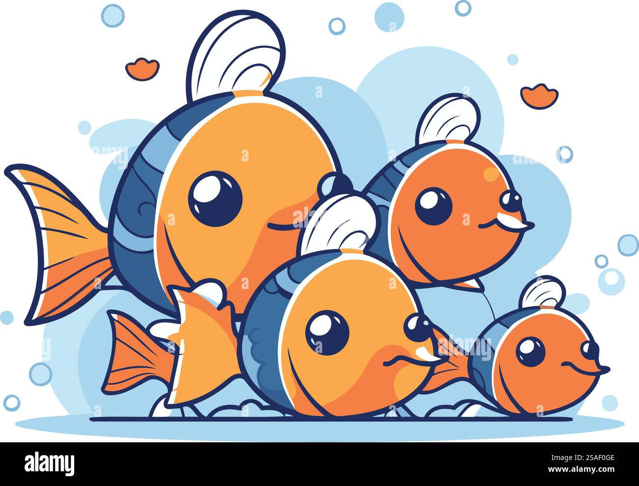 Cartoon fish family. Vector illustration. Cute cartoon fish Stock ...
