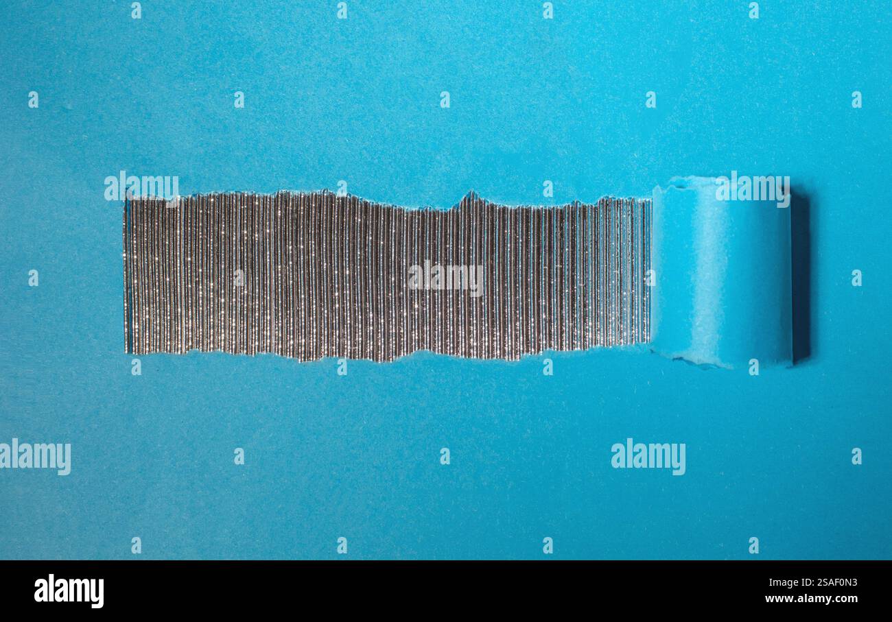 Blue torn paper. Burst hole background. Minimal abstract colorful ...