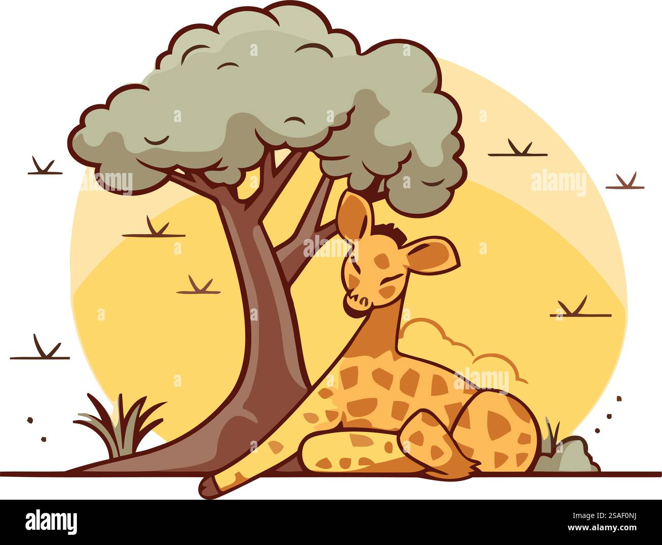 Giraffe and tree cartoon icon vector illustration graphic design vector illustration graphic ...