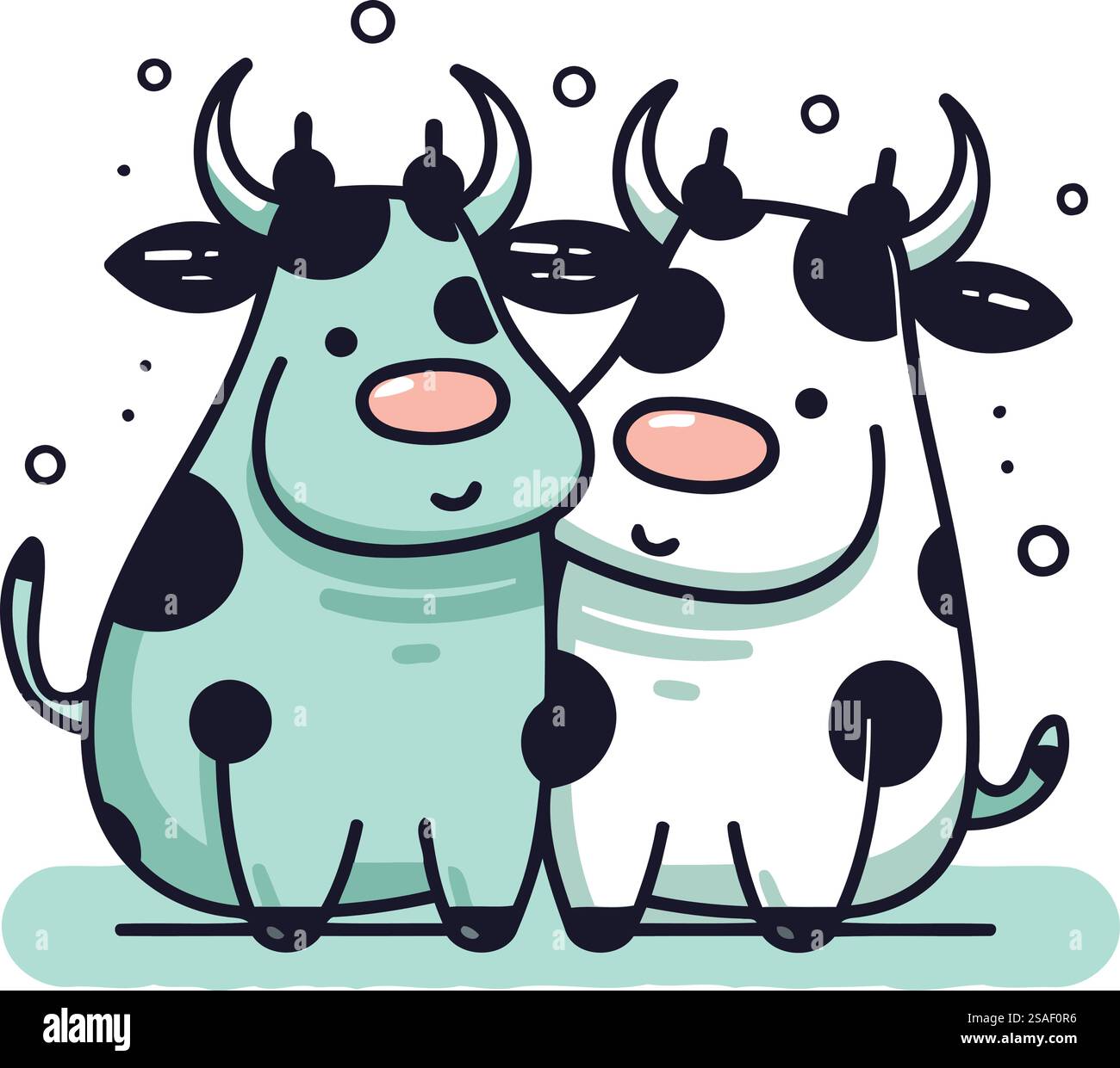 Cute hand drawn vector illustration of two cute cows in love Stock ...