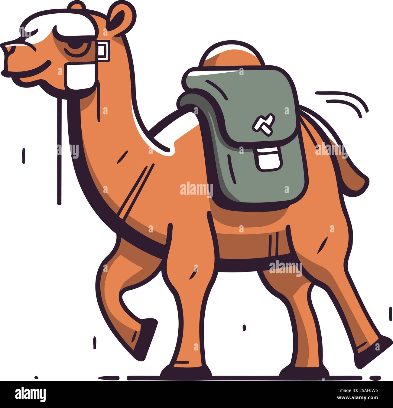 Camel with backpack. Vector illustration in doodle style Stock Vector ...