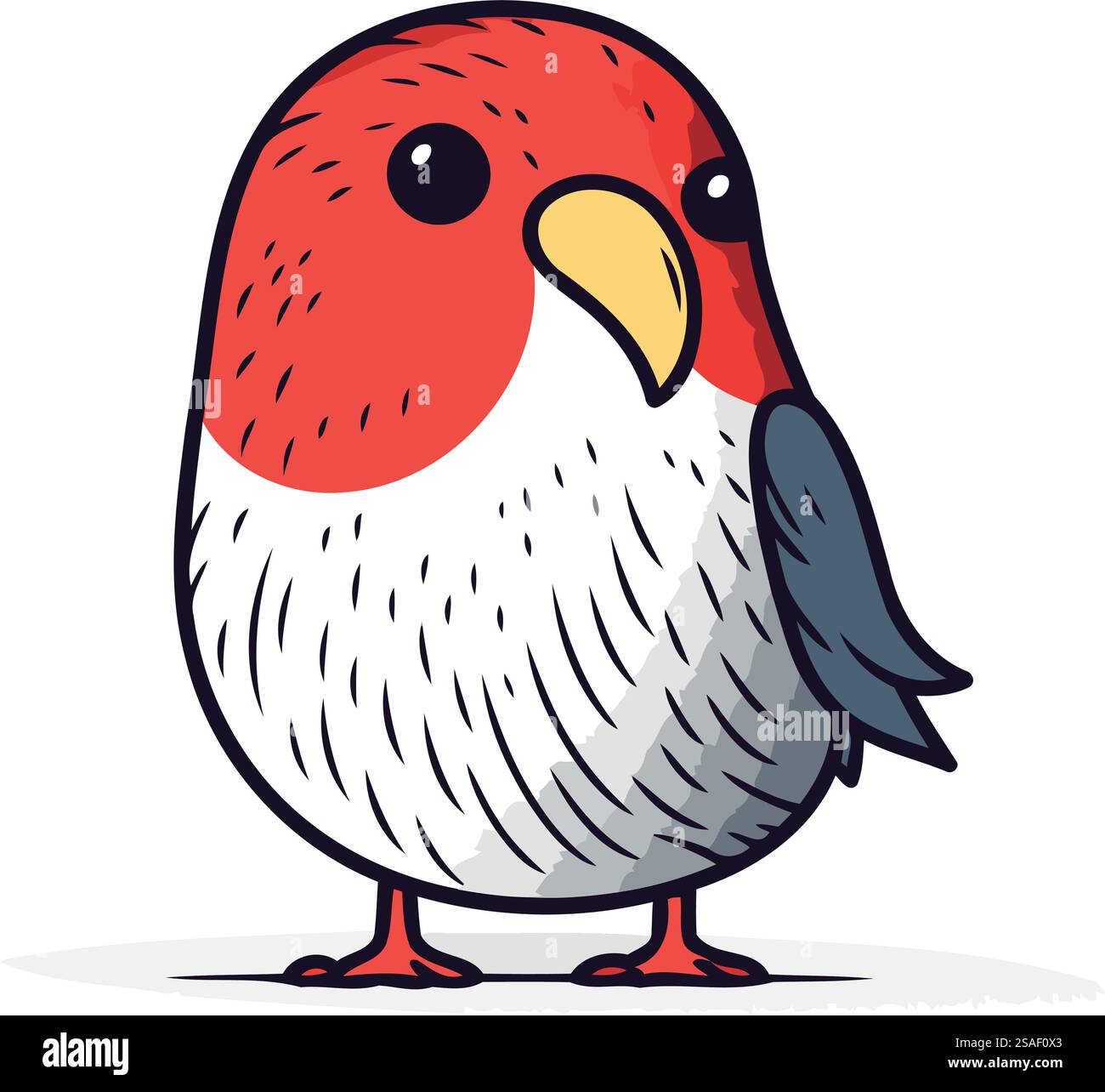 Vector illustration of cute red bird. Isolated on white background ...