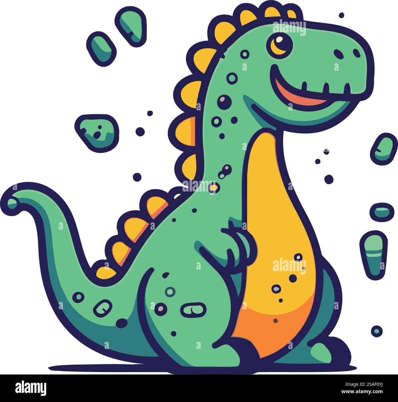 Cartoon dinosaur. Vector illustration. Cute cartoon dino Stock Vector ...