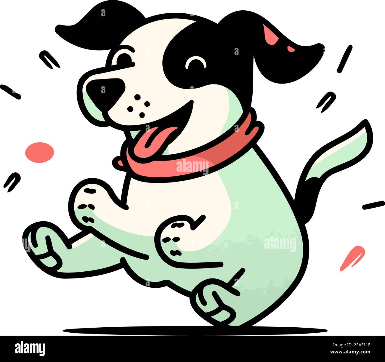 Cute cartoon dog running. Vector illustration in doodle style Stock ...