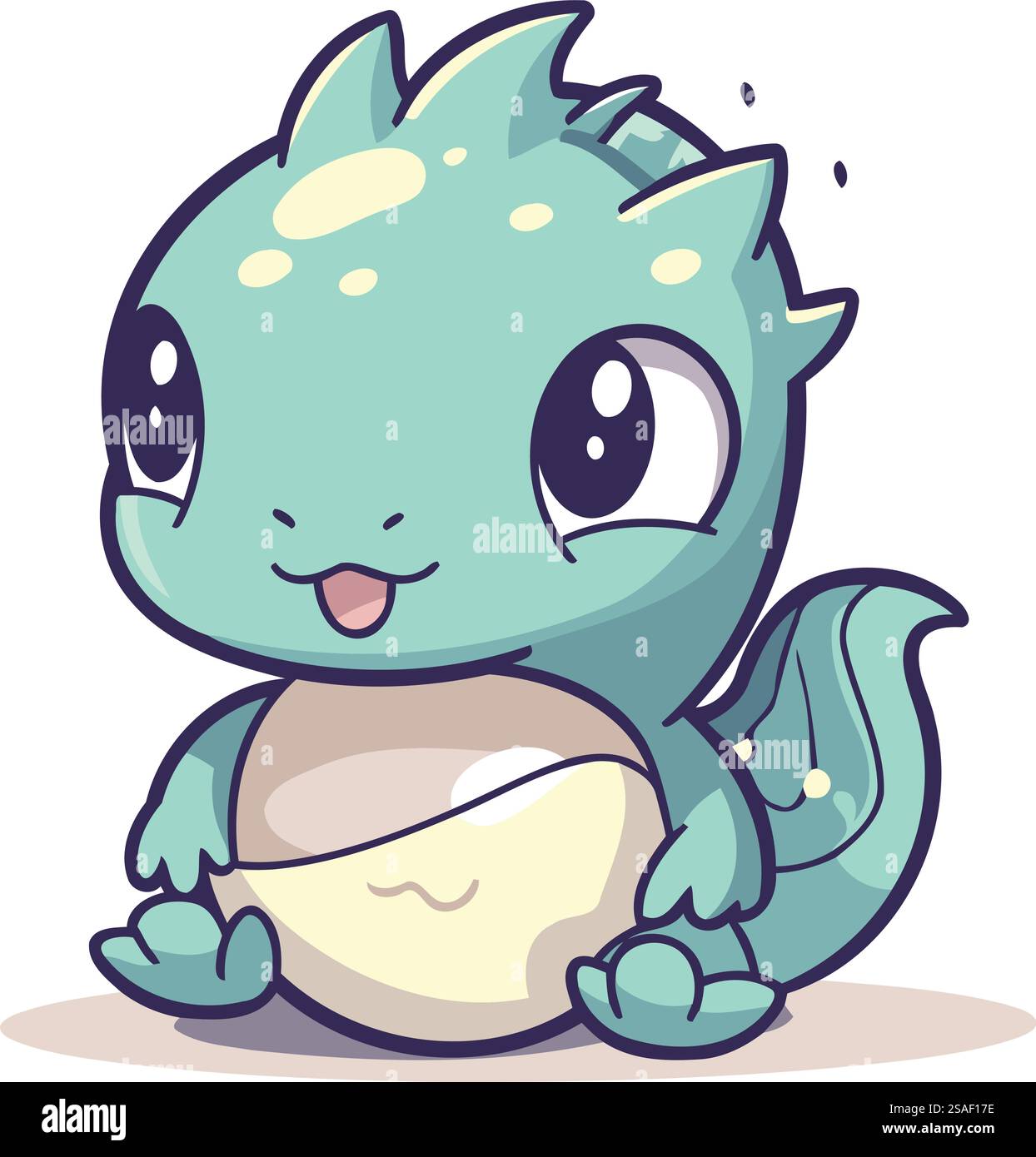 Cute little blue monster sitting on the egg. Vector illustration Stock ...