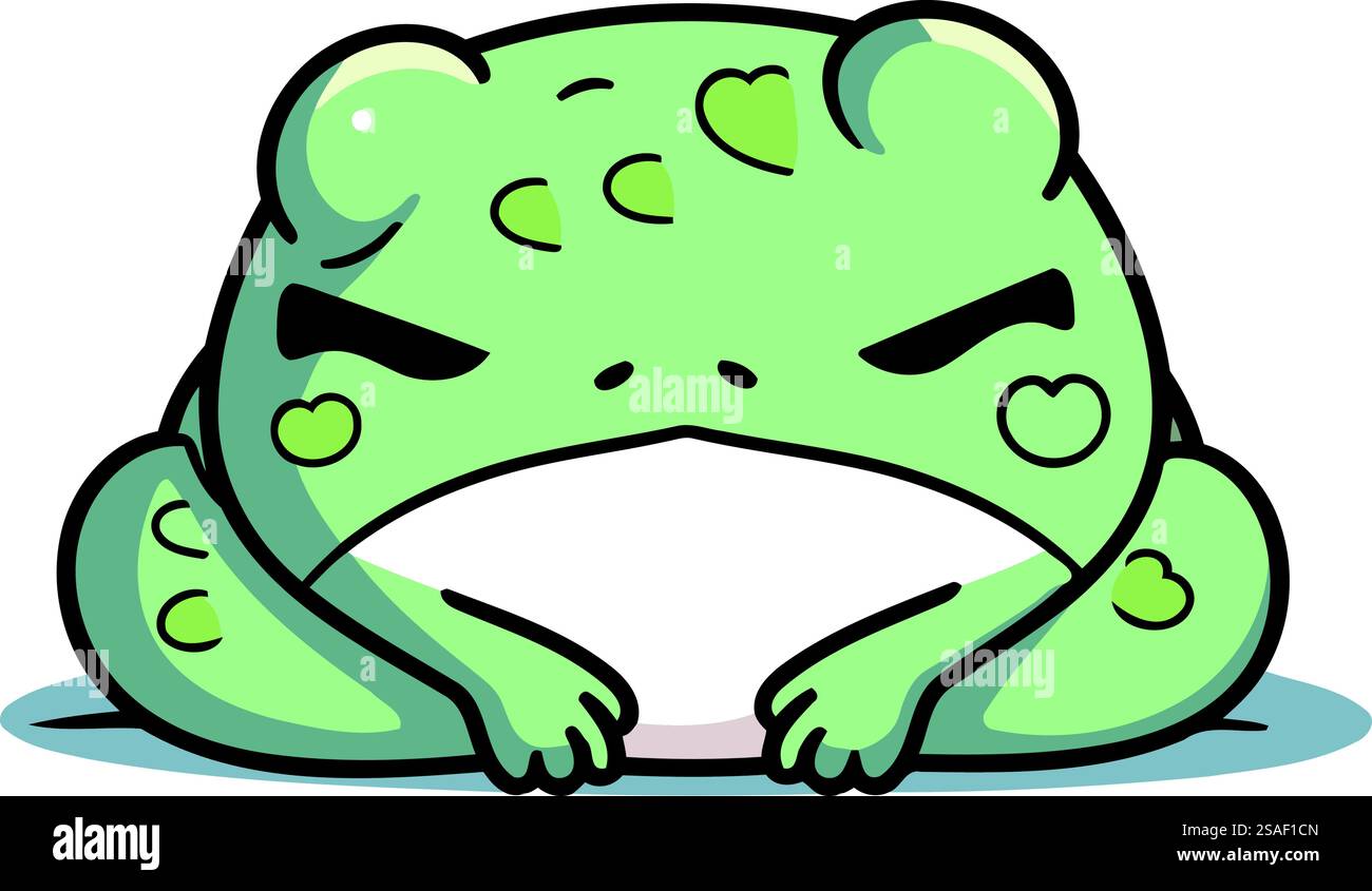 Cute cartoon frog with eyes closed. Vector illustration on white ...
