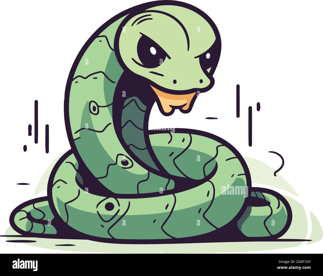 Cute cartoon snake. Vector illustration. Isolated on white background ...