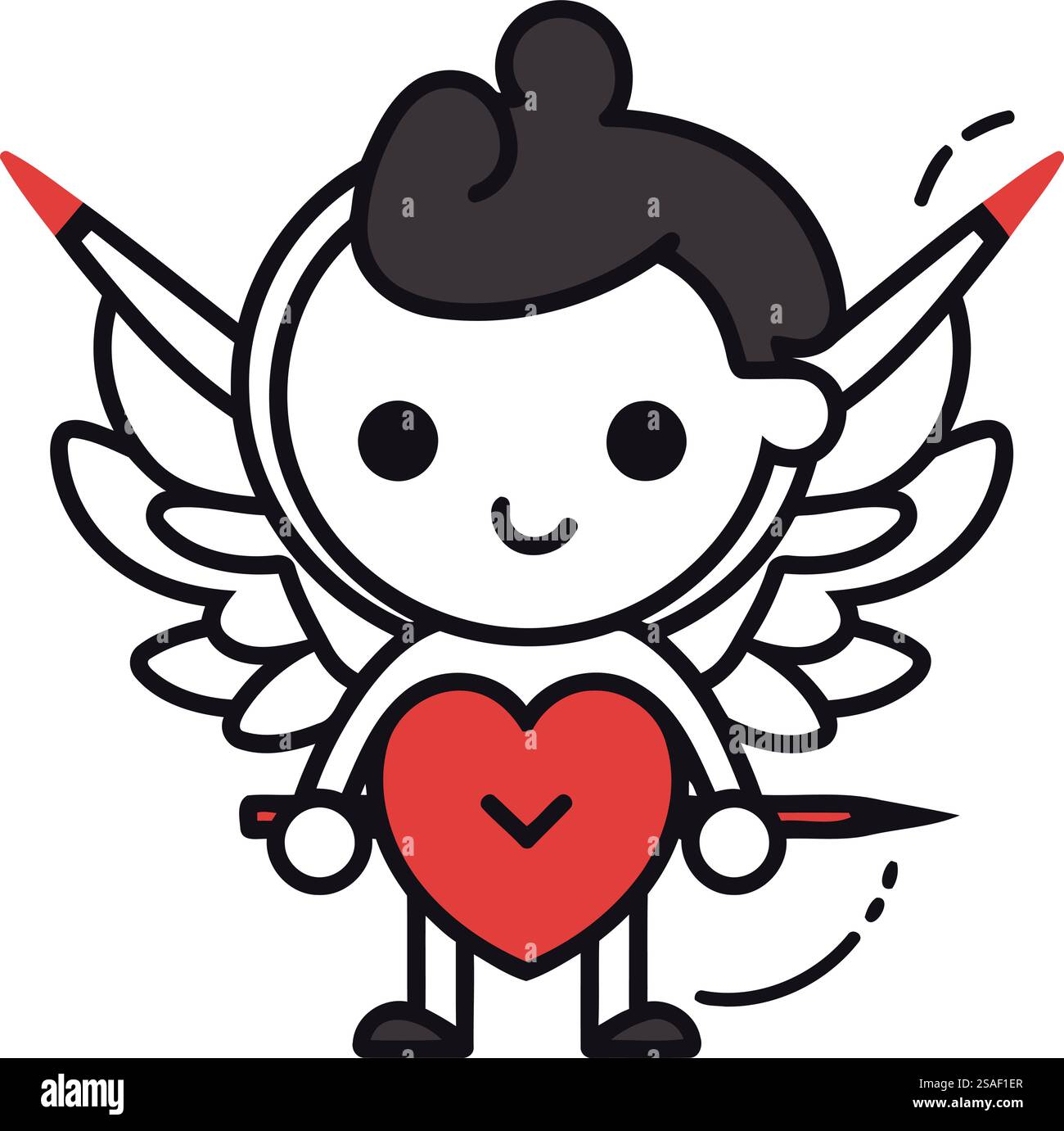 cute cupid angel with heart and arrow cartoon vector illustration graphic design Stock Vector ...