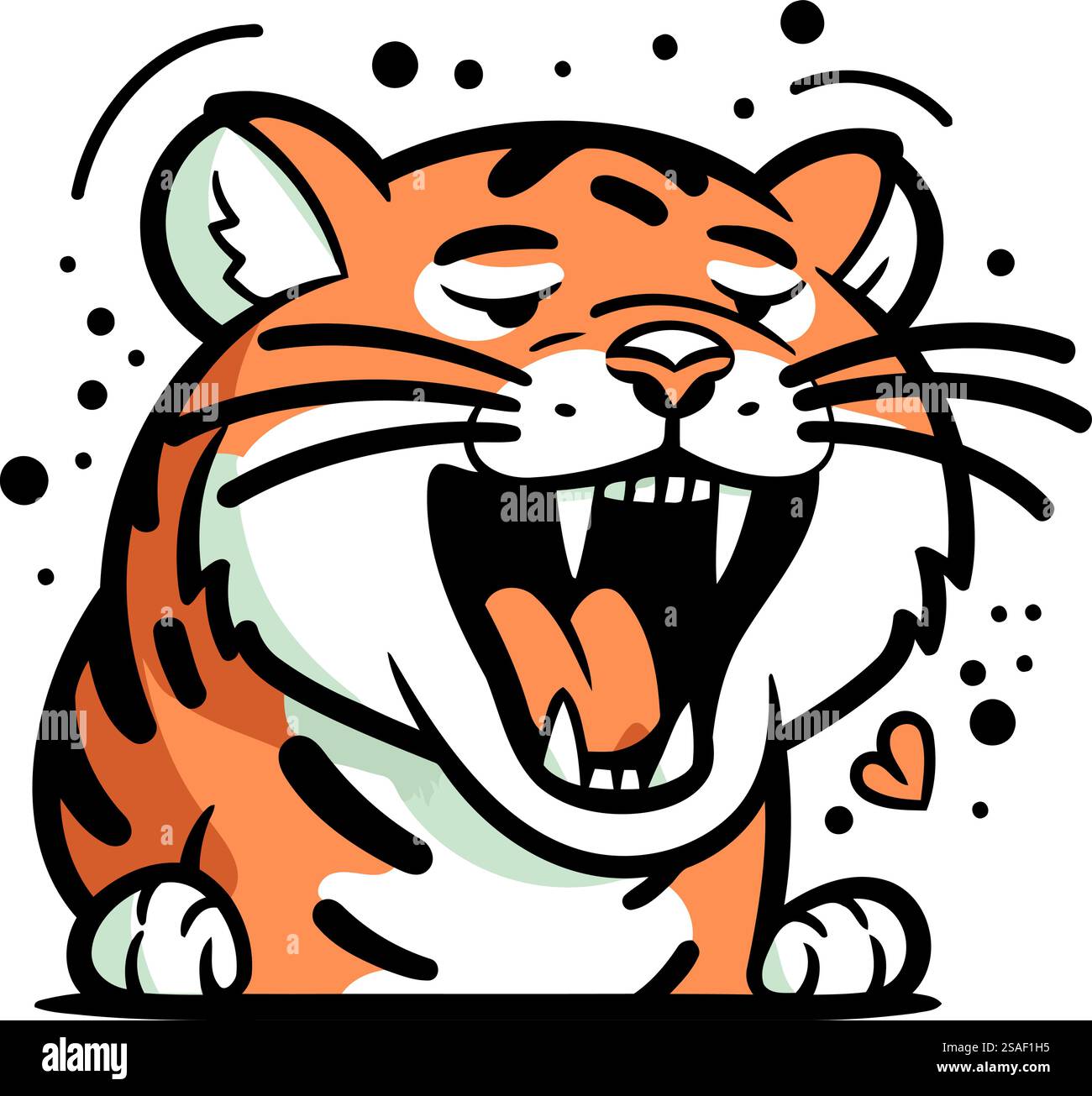 Cartoon tiger with open mouth. Vector illustration isolated on white background Stock Vector ...
