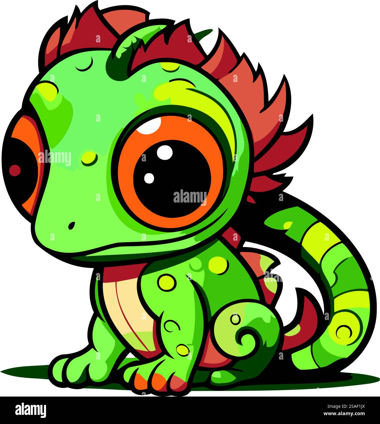 Cute cartoon lizard. Vector illustration isolated on a white background ...