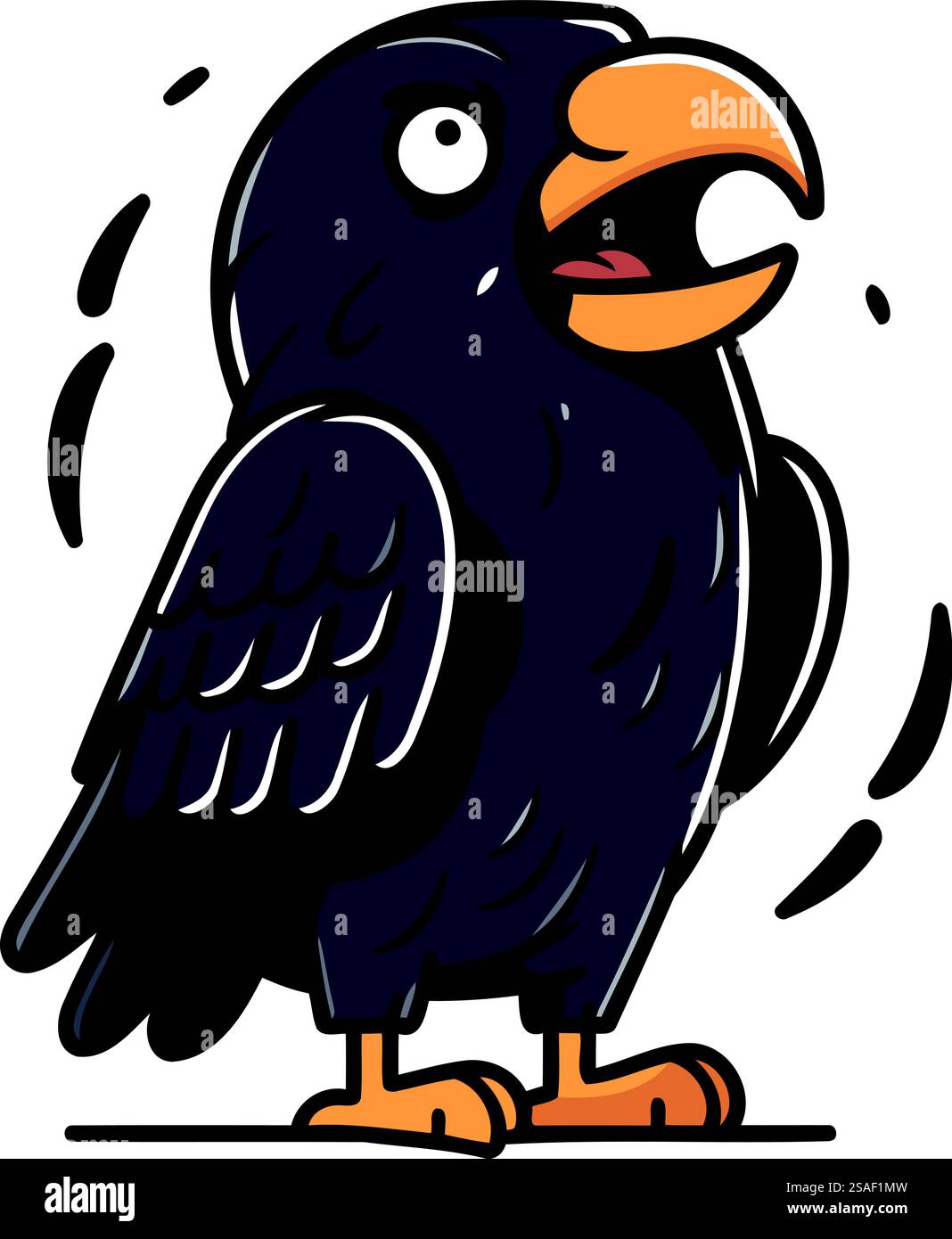 Cute cartoon raven. Vector illustration isolated on a white background ...