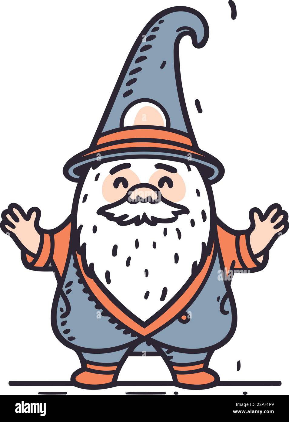 Cartoon wizard character. Vector illustration. Cute cartoon wizard ...
