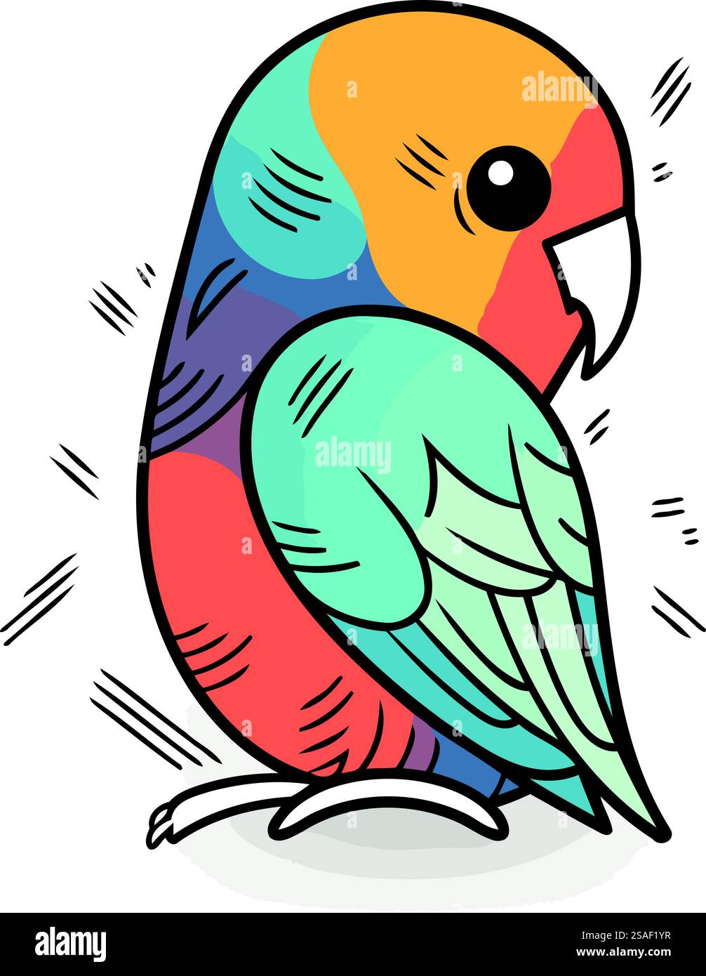 Vector illustration of a cute parrot. Hand drawn doodle style Stock ...