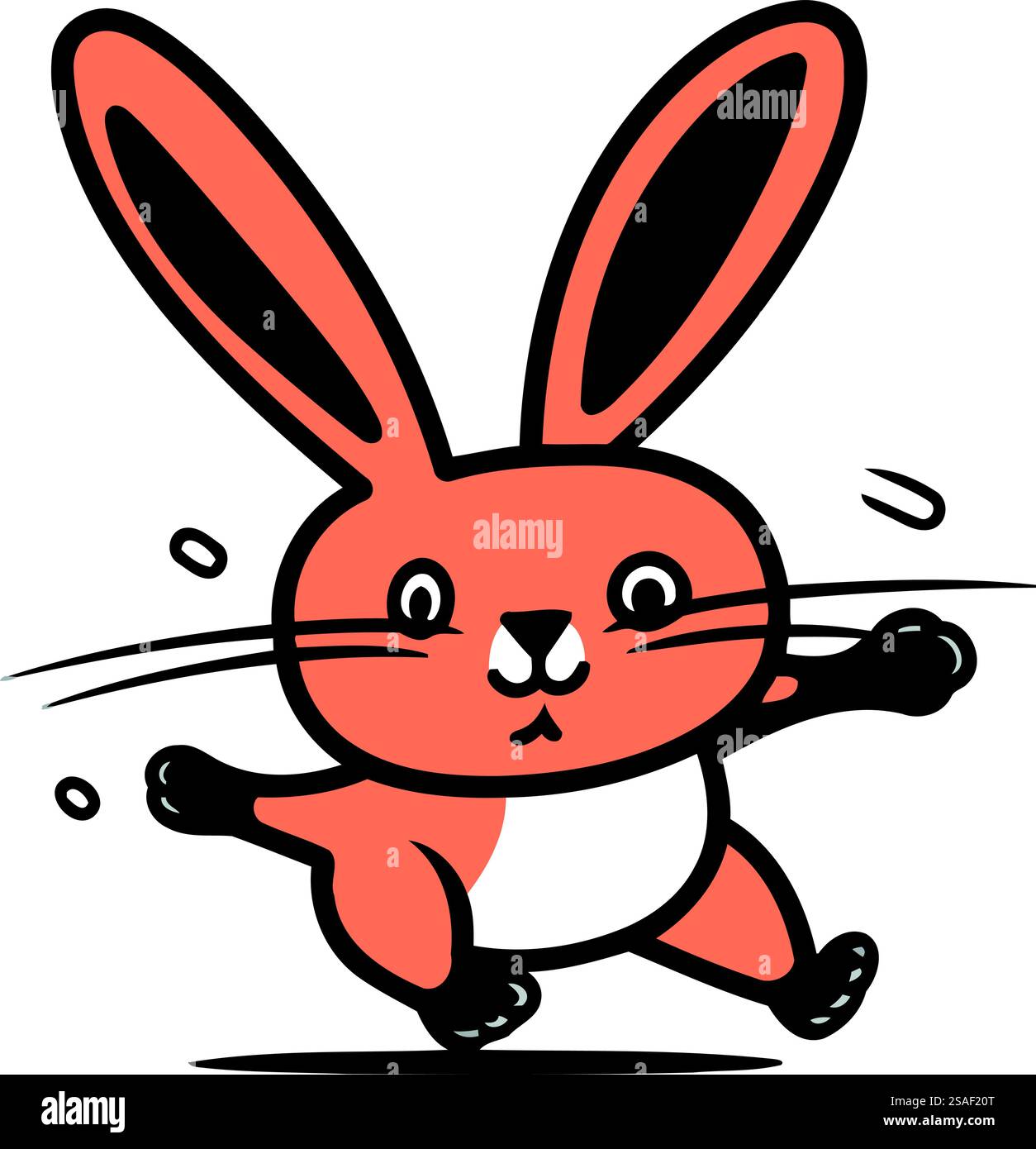 Cute cartoon rabbit running. Vector illustration isolated on white ...