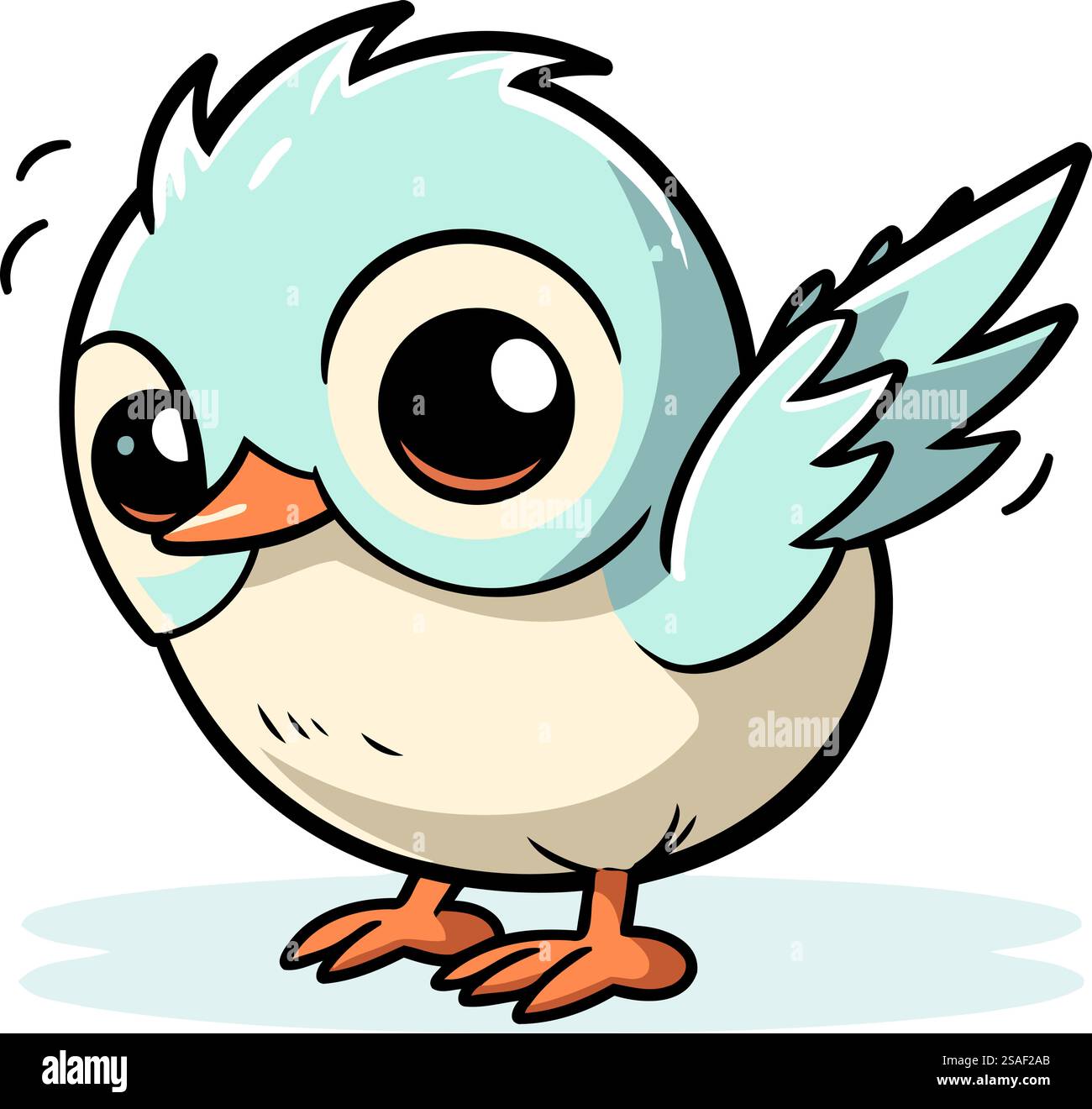 Cute little blue bird cartoon character vector illustration. Cute ...