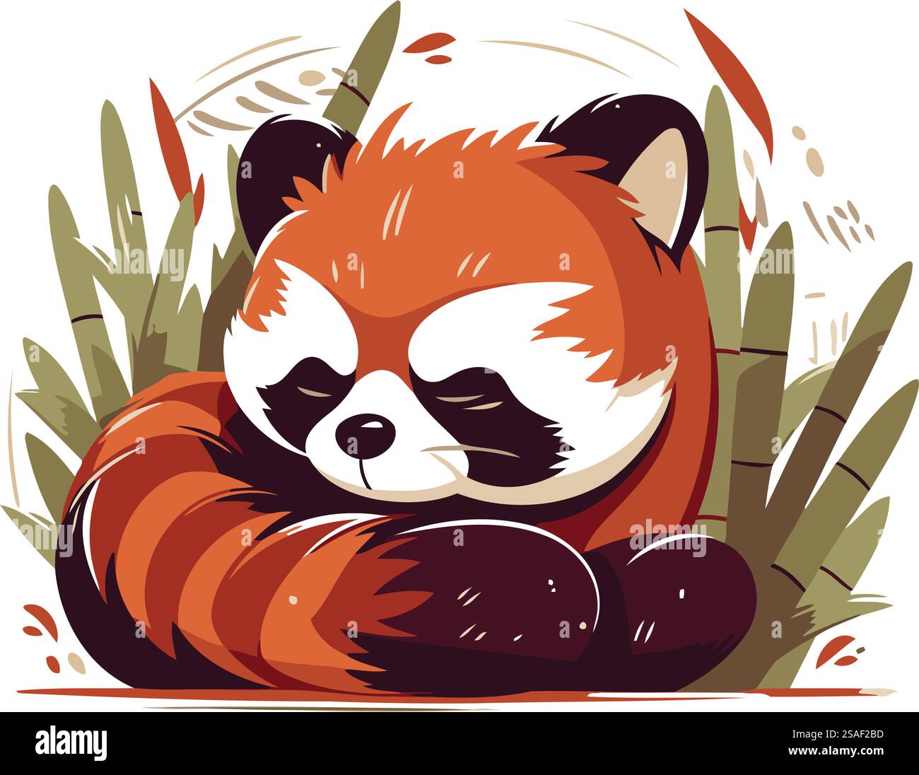 Cute red panda sitting on the ground. Vector illustration Stock Vector ...