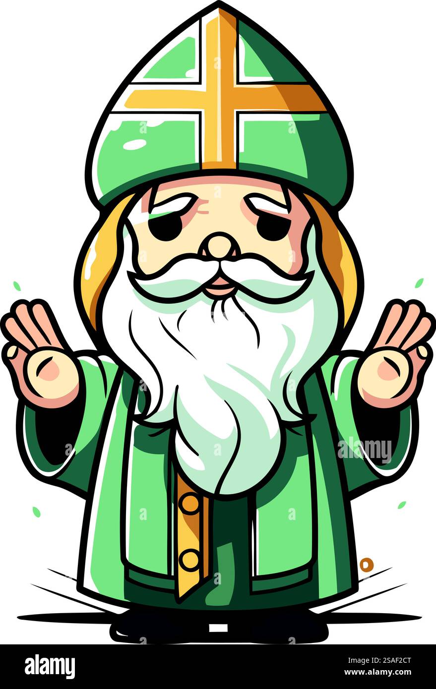 Cartoon saint patrick with beard and mustache. Vector illustration ...