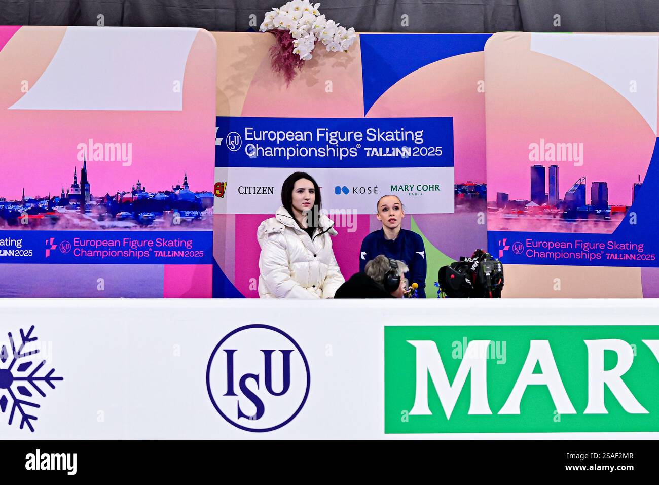 Mariia SENIUK (ISR), at Kiss & Cry, during Women Short Program, at the ...