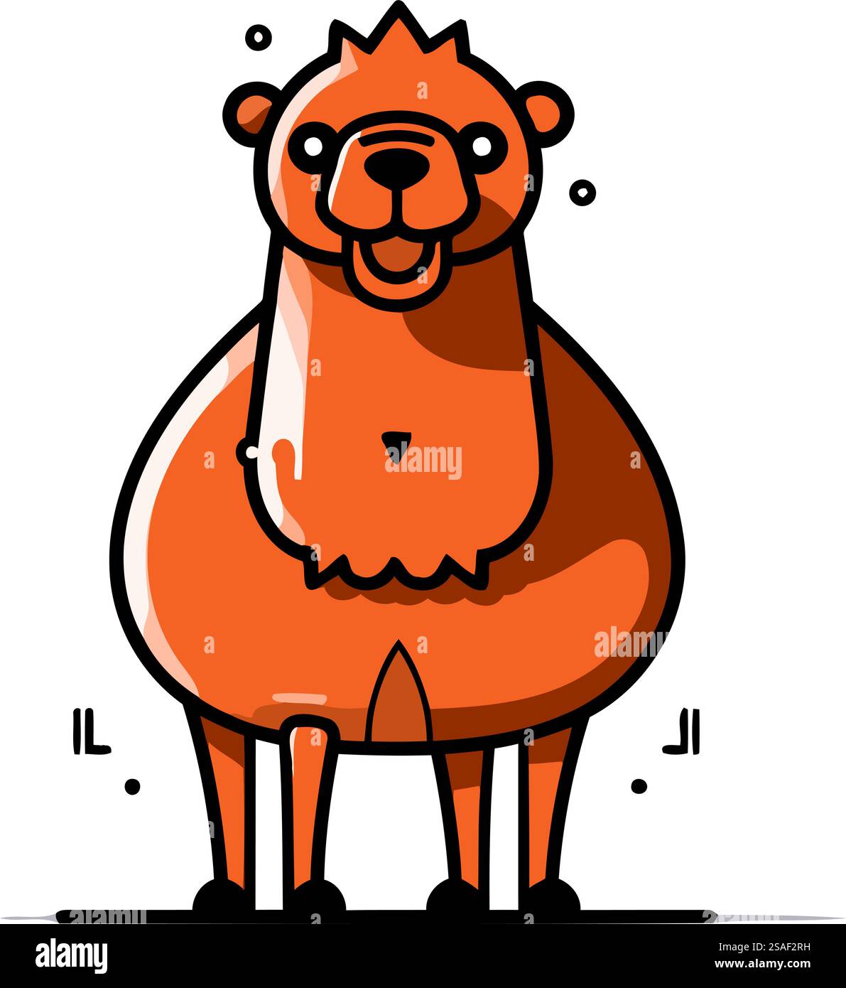 Cute camel. Vector illustration in flat line style. Isolated on white ...