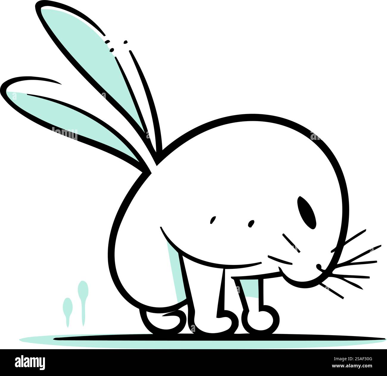 Vector illustration of a cute little rabbit on a white background ...