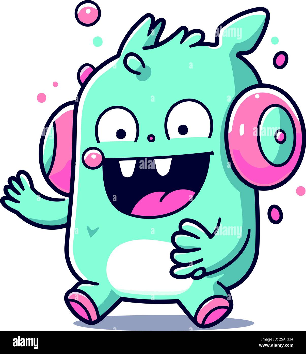 Cute blue monster character with arms and legs. vector illustration ...
