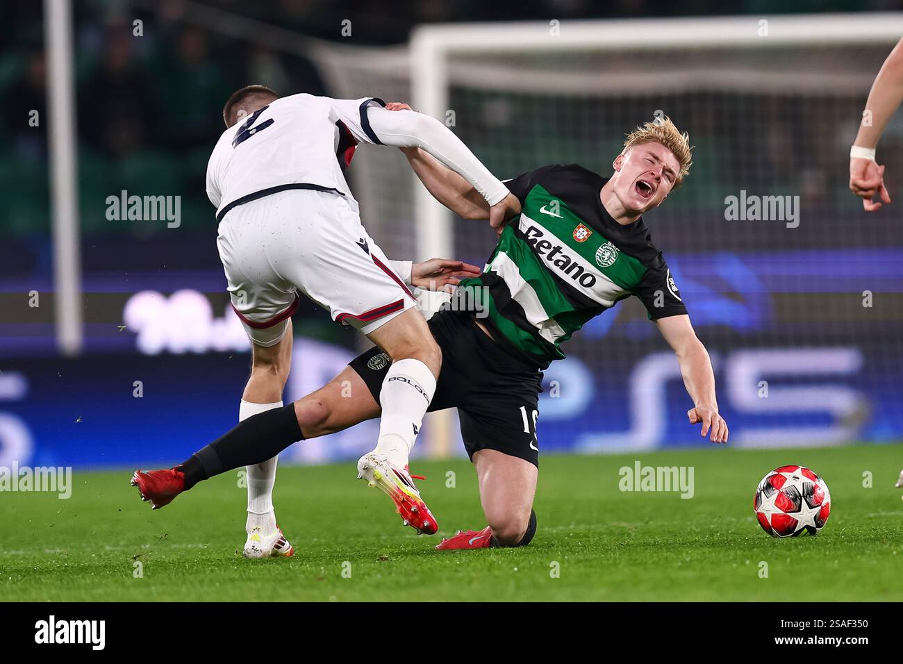 Conrad Harder (Sporting CP Lisboa) Emil Holm (Bologna) during the Uefa ...