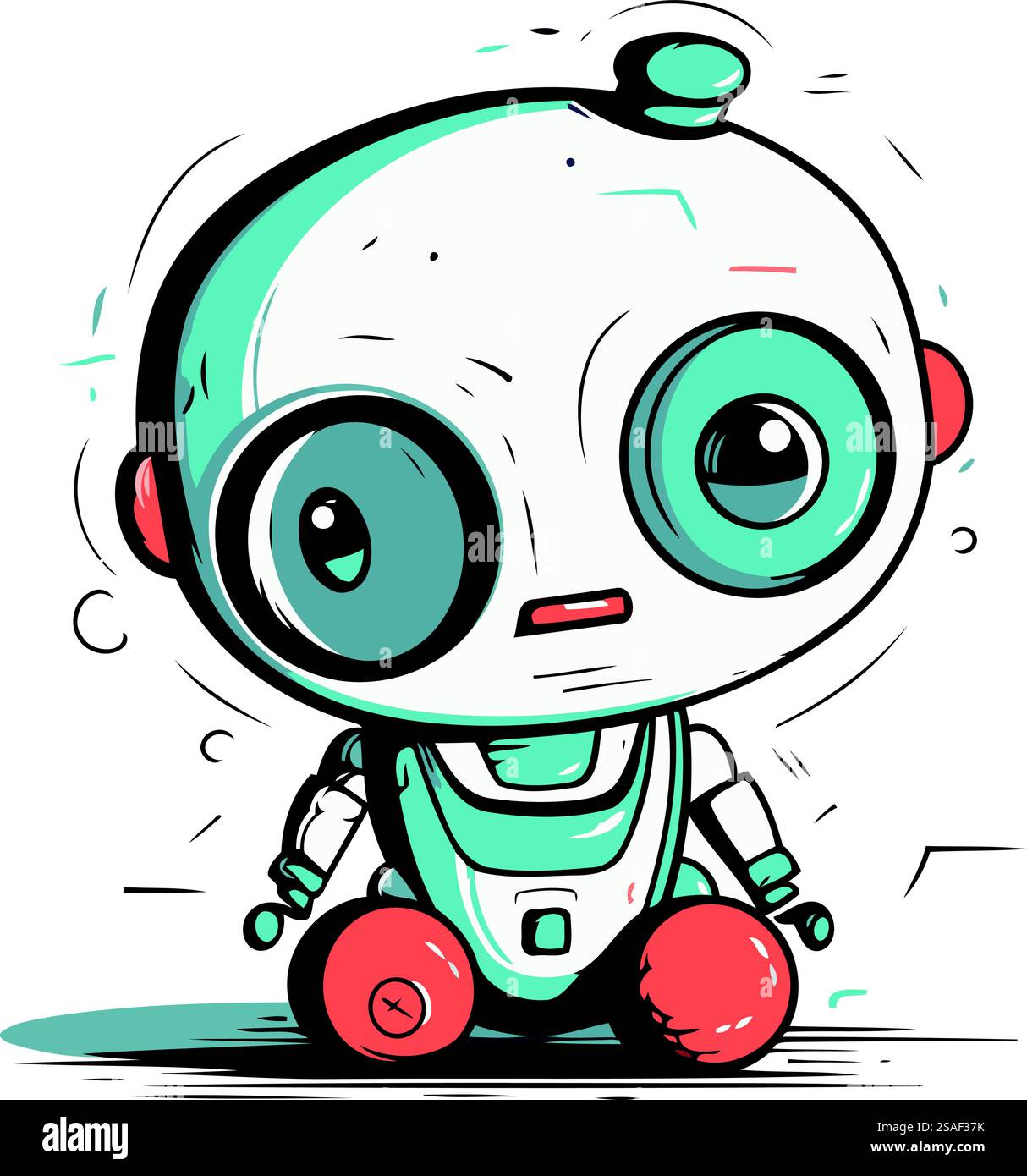 Cute cartoon robot. Vector illustration of a little robot. Cute robot ...