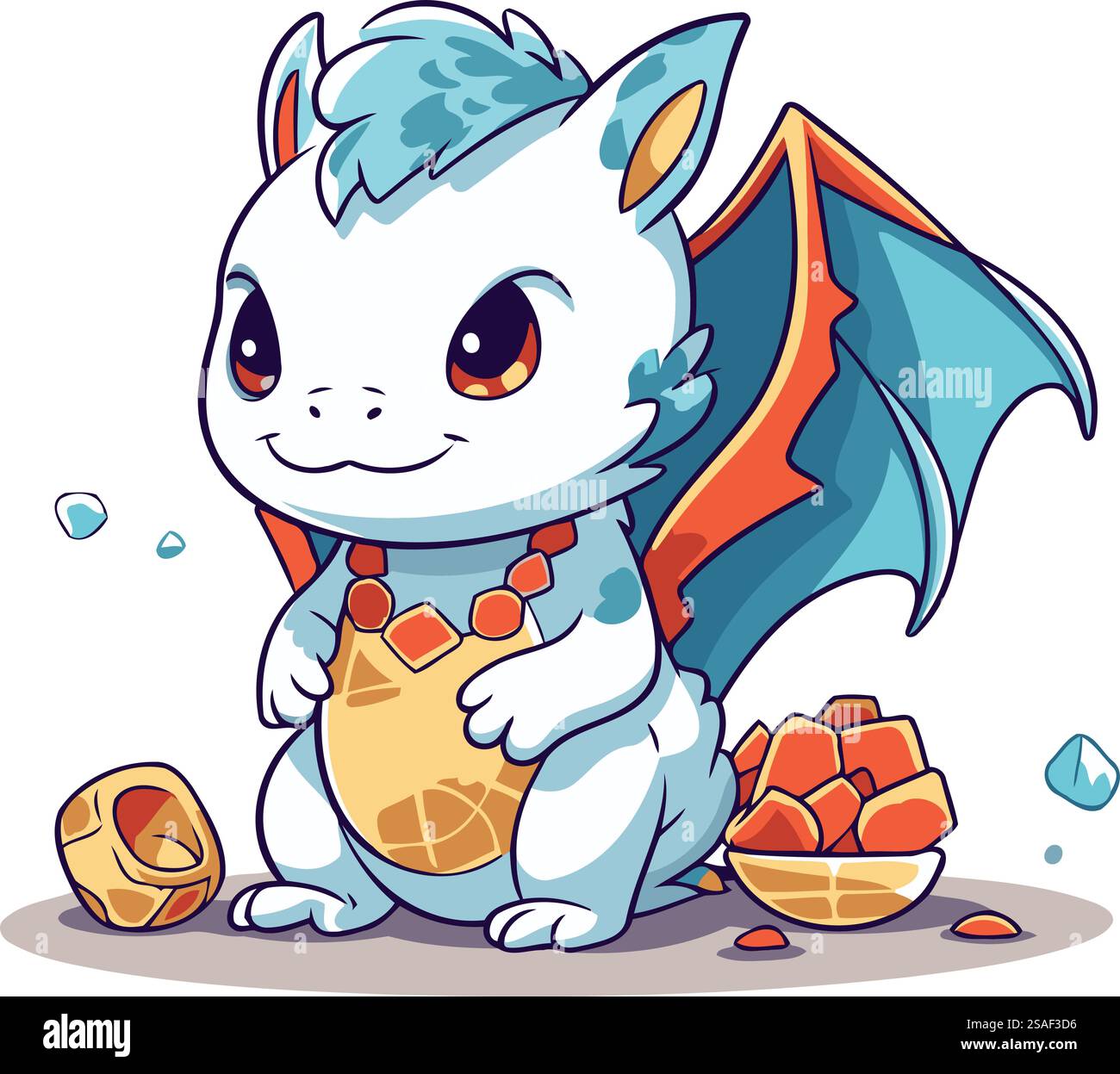 Cute cartoon dragon. Vector illustration isolated on a white background ...