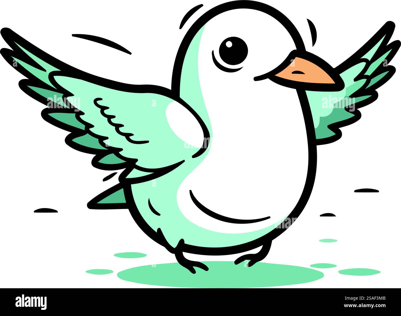 Vector illustration of a cute cartoon doodle seagull Stock Vector Image ...