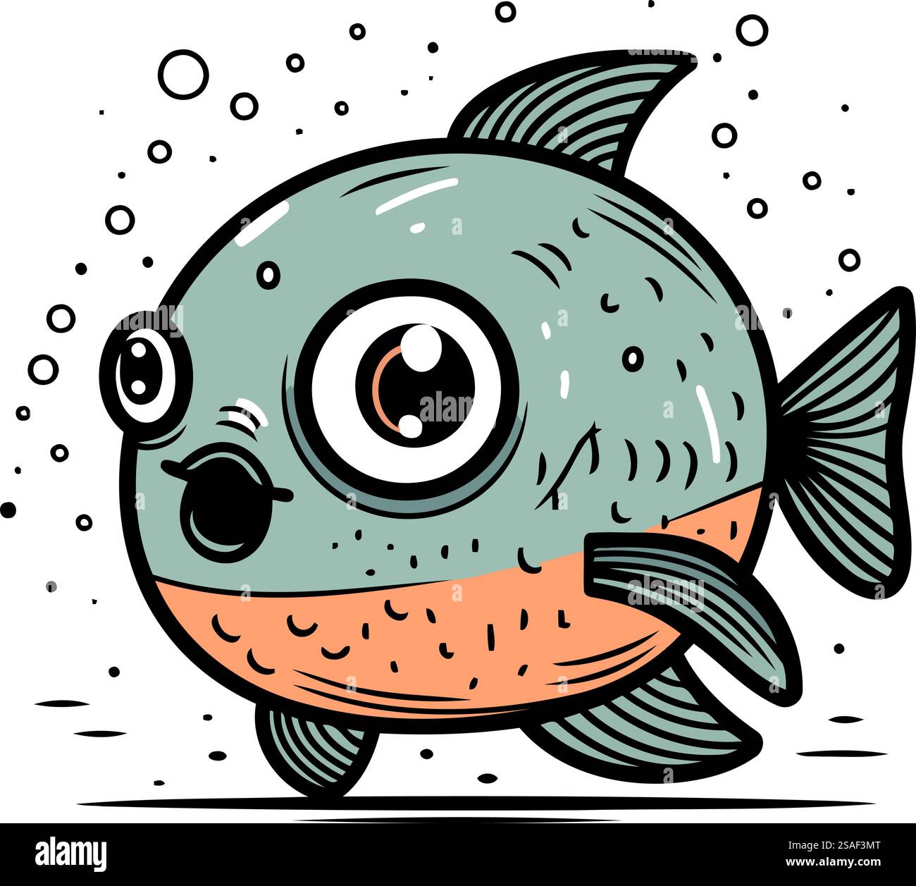 Funny cartoon fish. Vector illustration of a cute cartoon fish Stock ...