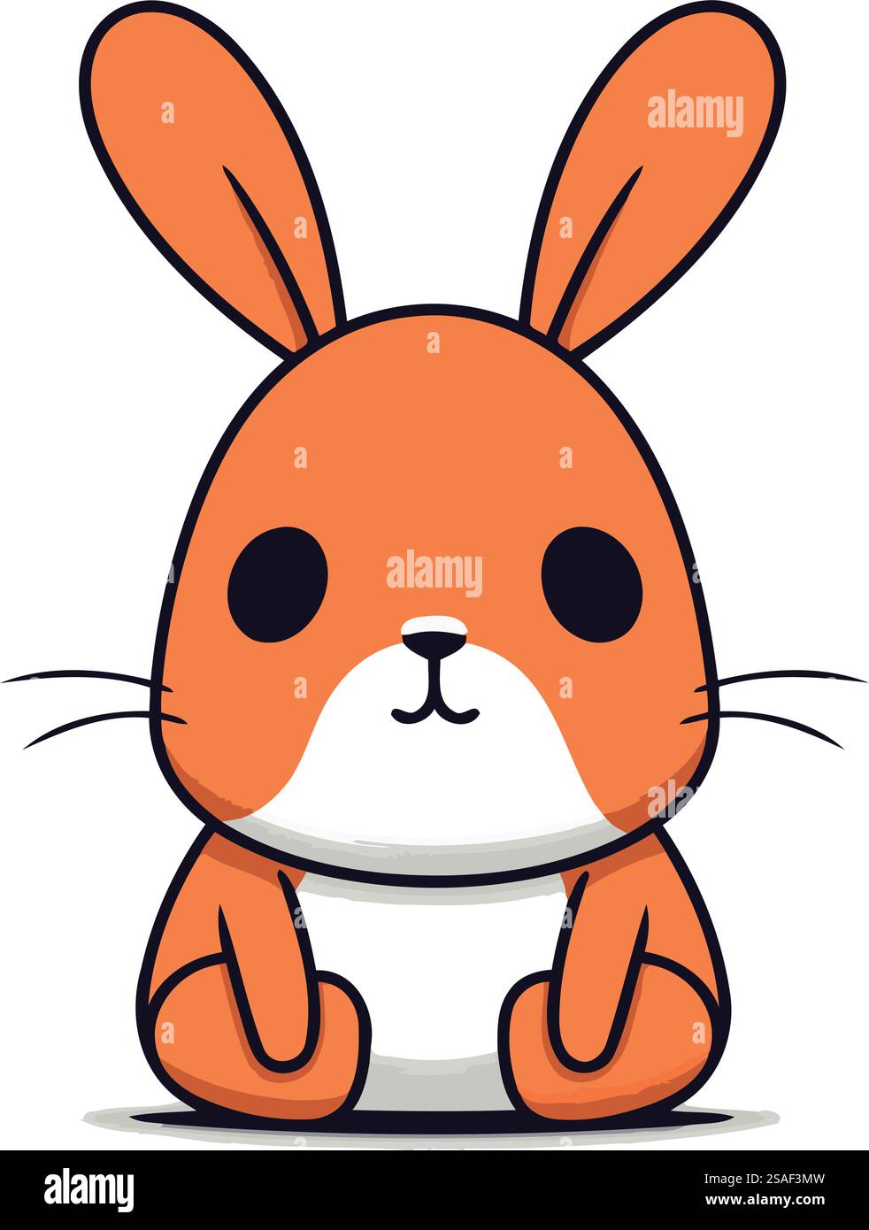 Cute cartoon rabbit sitting on a white background. Vector illustration ...