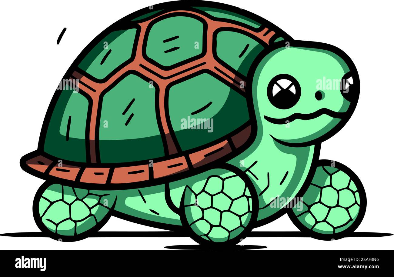 Cartoon turtle. Vector illustration of a tortoise isolated on white ...