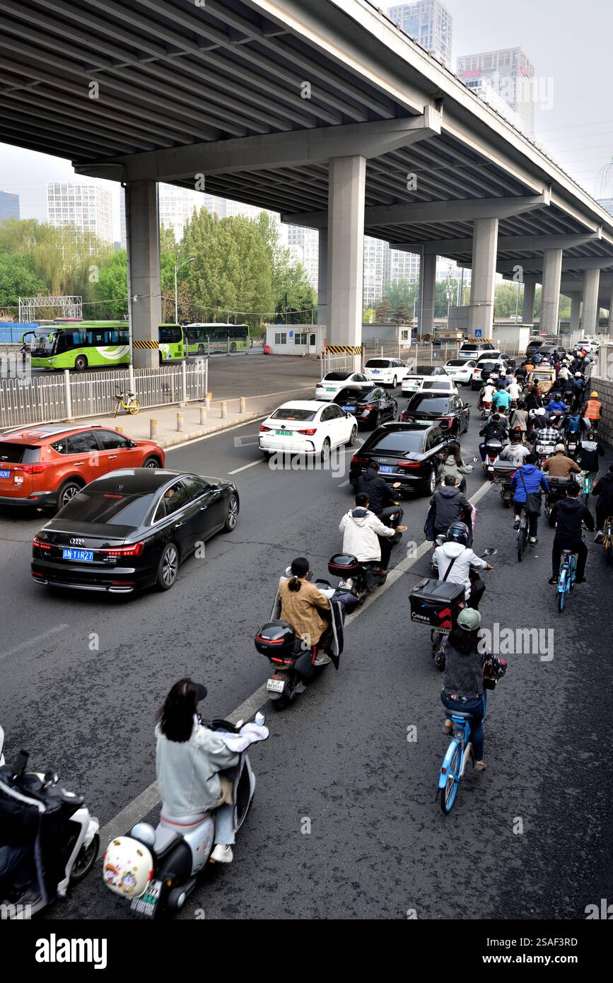 Morning rush hour traffic on 3rd Ring Road East (San Huan Lu), one of ...