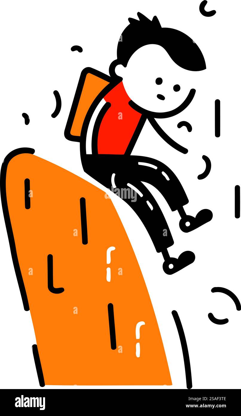 Man hiking on cliff Stock Vector Images - Alamy